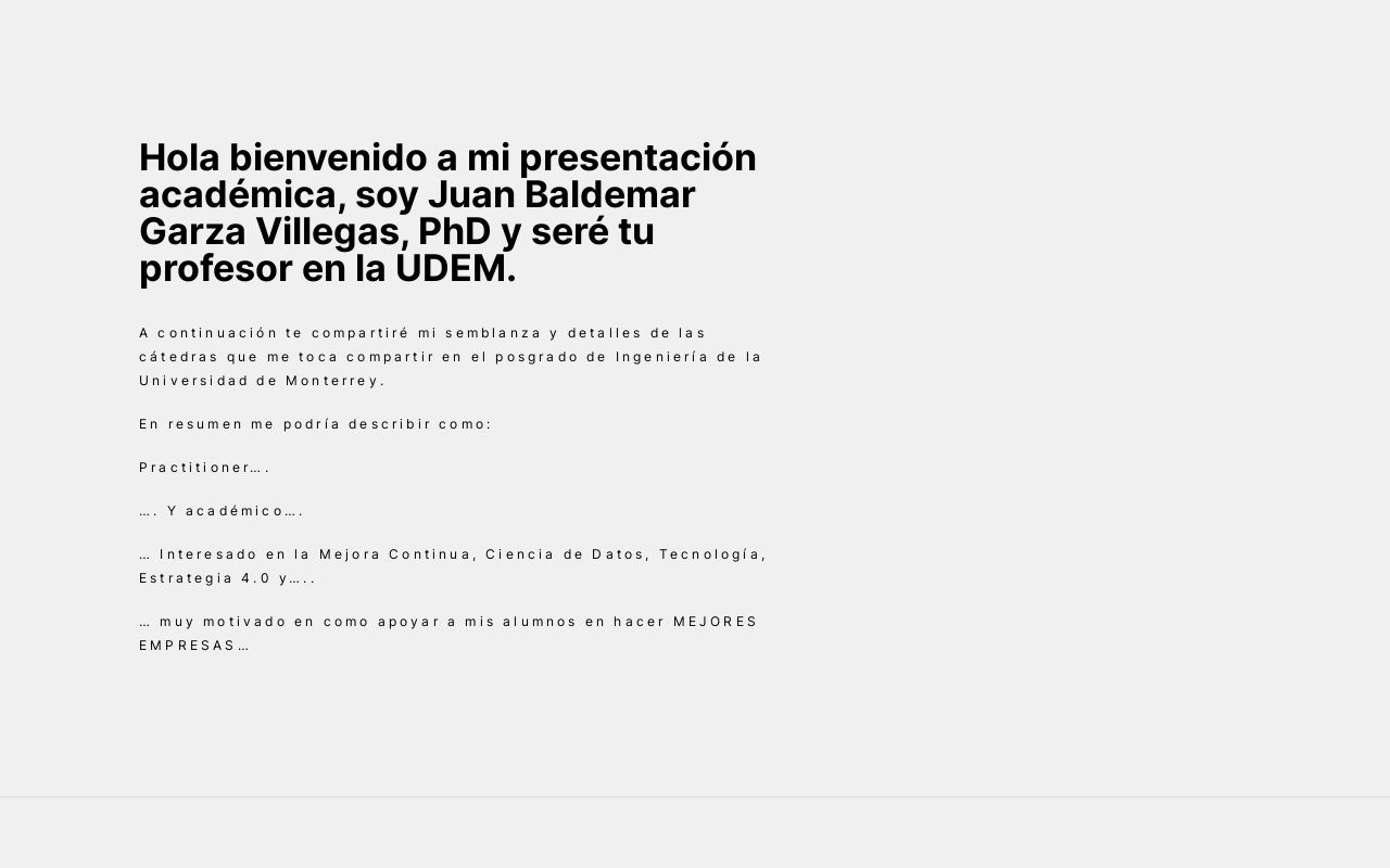 Presentación académica Dr. Juan Baldemar Garza Villegas, UDEM.
